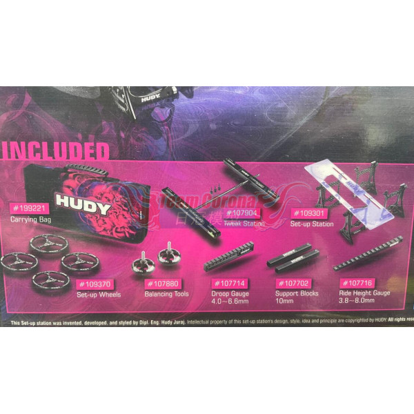 HUDY 109351 Set-up Station & Set-up Tools + Bag for 1/10 Touring Cars