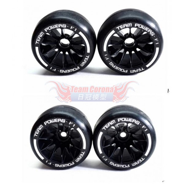 Team Powers F1 Rubber Front & Rear Pre-Glued Tire Set